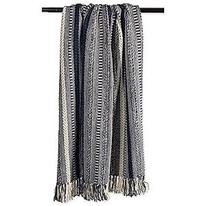 DII Braided Striped Throw, 50x60, Navy