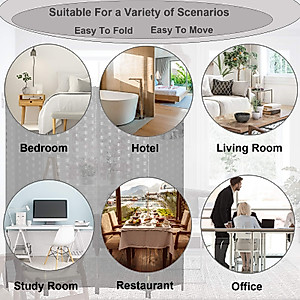 Folding Room Screen Divider Hand-Woven Design Room Divider 6ft High Fiber Free-Standing Privacy Screen Suitable for Living Room and Study (Black, 4 Panels)