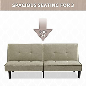 IULULU Futon Bed Convertible Sleeper Sofa with Armless Design, Modern Recliner Lounge Couch for Small Space, Olive