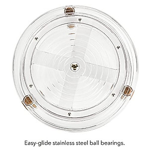 Nate Home by Nate Berkus 2-Tier Plastic 9-Inch Turntable Organizer with Ash Wood Accents | for Kitchen Cabinet, Countertop, or Pantry Organizing from mDesign - Set of 2, Clear/Natural