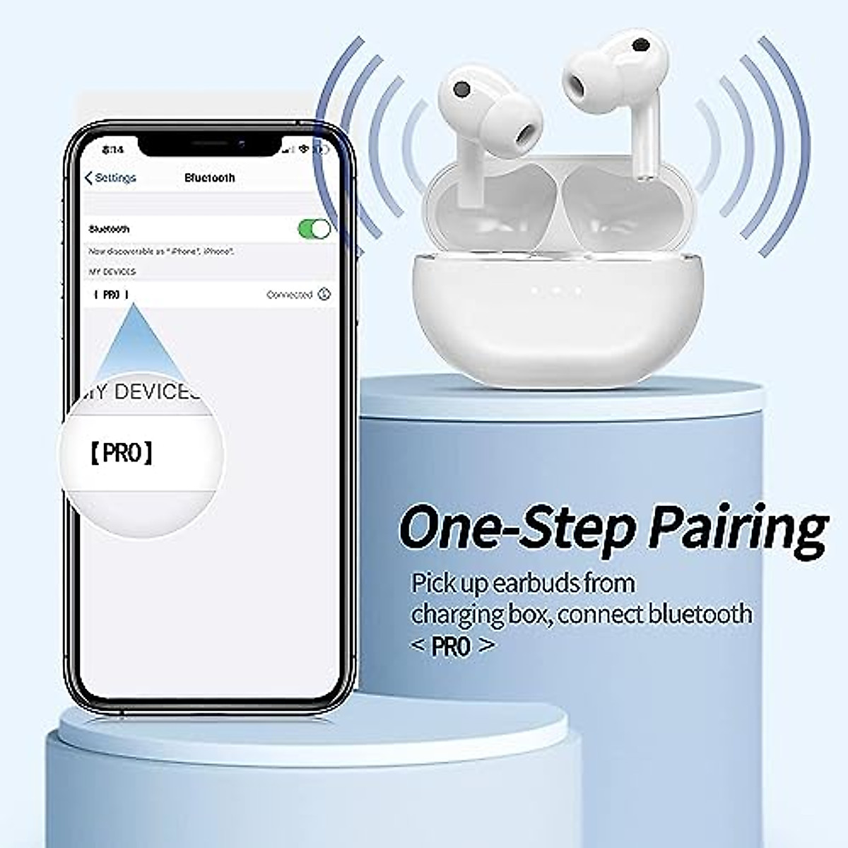 Wireless Earbuds, 30Hrs Playtime Bluetooth Earbuds Built in Noise Cancellation Mic with Charging Case, Headphones with Stereo Sound, IP67 Waterproof Ear Buds Touch Control Smart Pop-up Auto Pairing