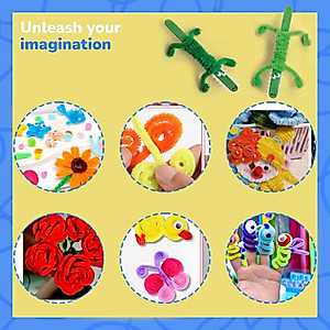 fulasiteu 200 pcs Multi-Color Pipe Cleaners and 100 pcs self-Adhesive Wiggle Eyes Sets for Crafts, Pipe Cleaners Bulk, Art and Craft Supplies, Chenille Stems, Pipe Cleaner for Crafts…