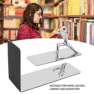 Agatige Metal Bookends, Book Stoppers Fung Fu Man Heavy Duty Stainless Steel Man Bookends Nonskid Bookends Art Bookend