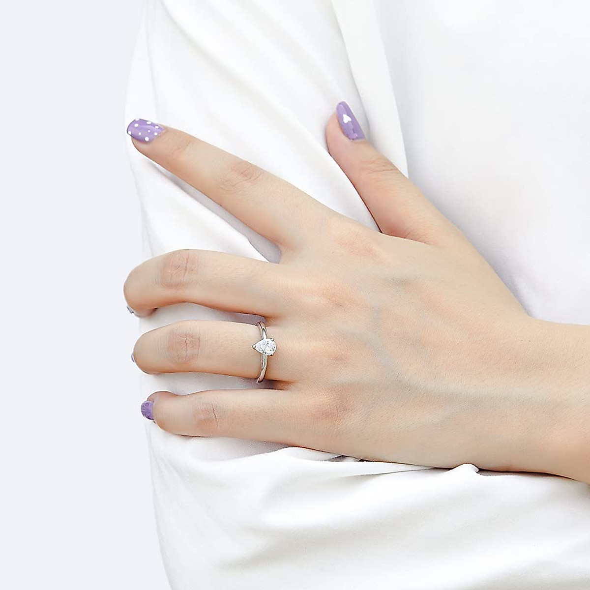 Blocaci Pear Cut Engagement Rings for Women 1 Carat Solitaire Moissanite Rings 925 Sterling Silver 10K 14K 18K Gold with Text Engraving (10K Gold)