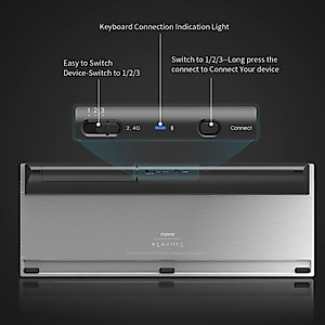 RAPOO Wireless Keyboard and Laser Mouse Combo,Multi Device (Bluetooth 4.0+3.0+2.4G) Keyboard and Mouse Set,Ultra-Slim Computer Keyboard Compact Design for Windows/Android/Mac OS