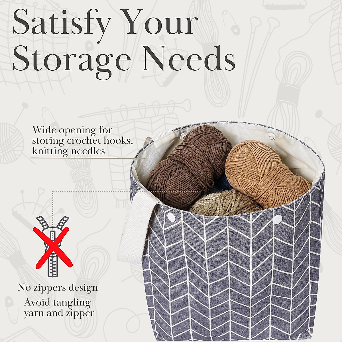 TOGETRUE Yarn Bag, Stylish Knitting Crochet Bag, Yarn Storage Tote Bag Organizer, Crochet Bag for Crocheting Project, Knitting Wrist Bag for Holding Yarn, Skien Balls and Crochet Accessories