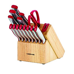 Farberware 5203702 Edgekeeper Knife Set, One Size, Red