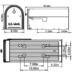 Architectural Mailboxes Edwards Galvanized Steel Post Mount Mailbox, Compatibility Code B, EM160VBAM, Bronze, Large Capacity