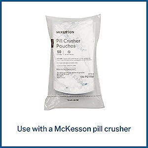 McKesson Pill Crusher Pouches, Single Use, Disposable, Clear, 50 Count, 20 Packs, 1000 Total, 50 Count, 20 Packs, 1000 Total