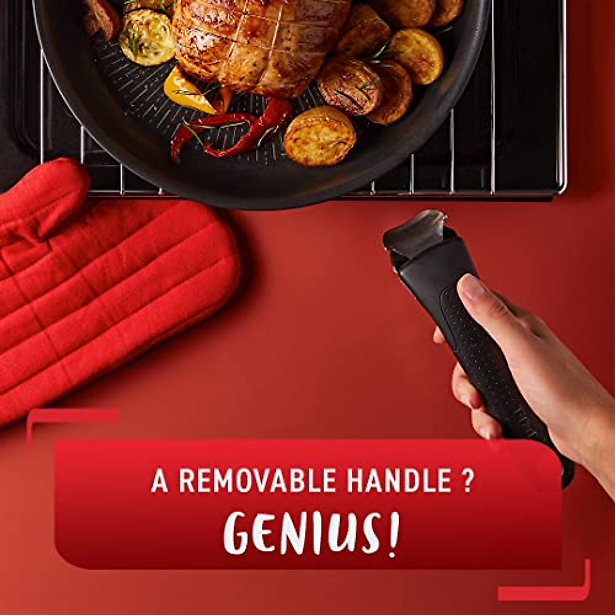 T-fal Ingenio Nonstick Cookware Set 13 Piece Induction Stackable, Removable Handle Pots and Pans, Dishwasher Safe Black