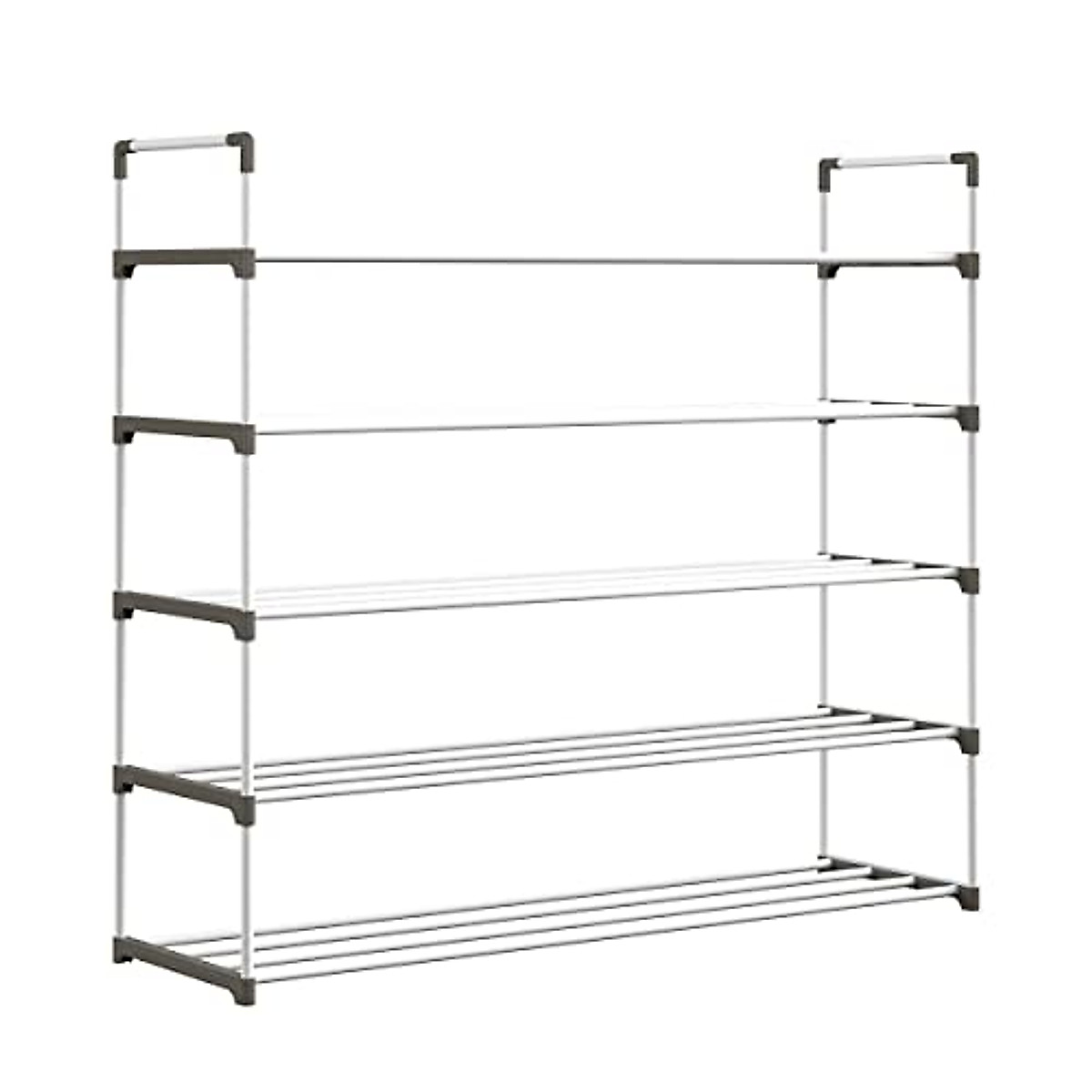 Home-Complete Shoe Rack – 5-Tier Shoe Organizer for Closet, Bathroom, Entryway – Shelf Holds 25 Pairs of Sneakers, Heels, and Boots (White)