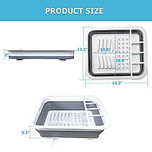 MontNorth Collapsible Dish Drainer with Drain Plug and Swivel Spout, Space-Saving, Portable Dish Rack for Kitchens, RVs, Campers and Travel Trailers