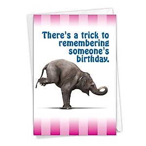 NobleWorks - Funny Happy Belated Birthday Card with Envelope - Congrats Greeting Card, Birthday Fun - Trick to Remembering C6353BDG