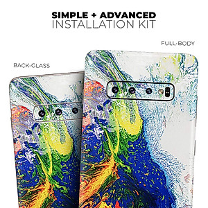 DesignSkinz Bright White and Primary Color Paint Explosion Protective Vinyl Decal Wrap Skin Cover Compatible with The Samsung Galaxy S20 (Screen Trim & Back Glass Skin)