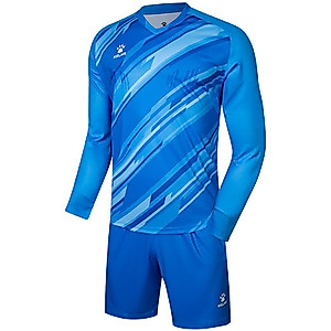 KELME Men's Soccer Goalie Jerseys,Padded Goalkeeper Kit,Youth Goalie Shirt and Pants with Socks Red X-Small