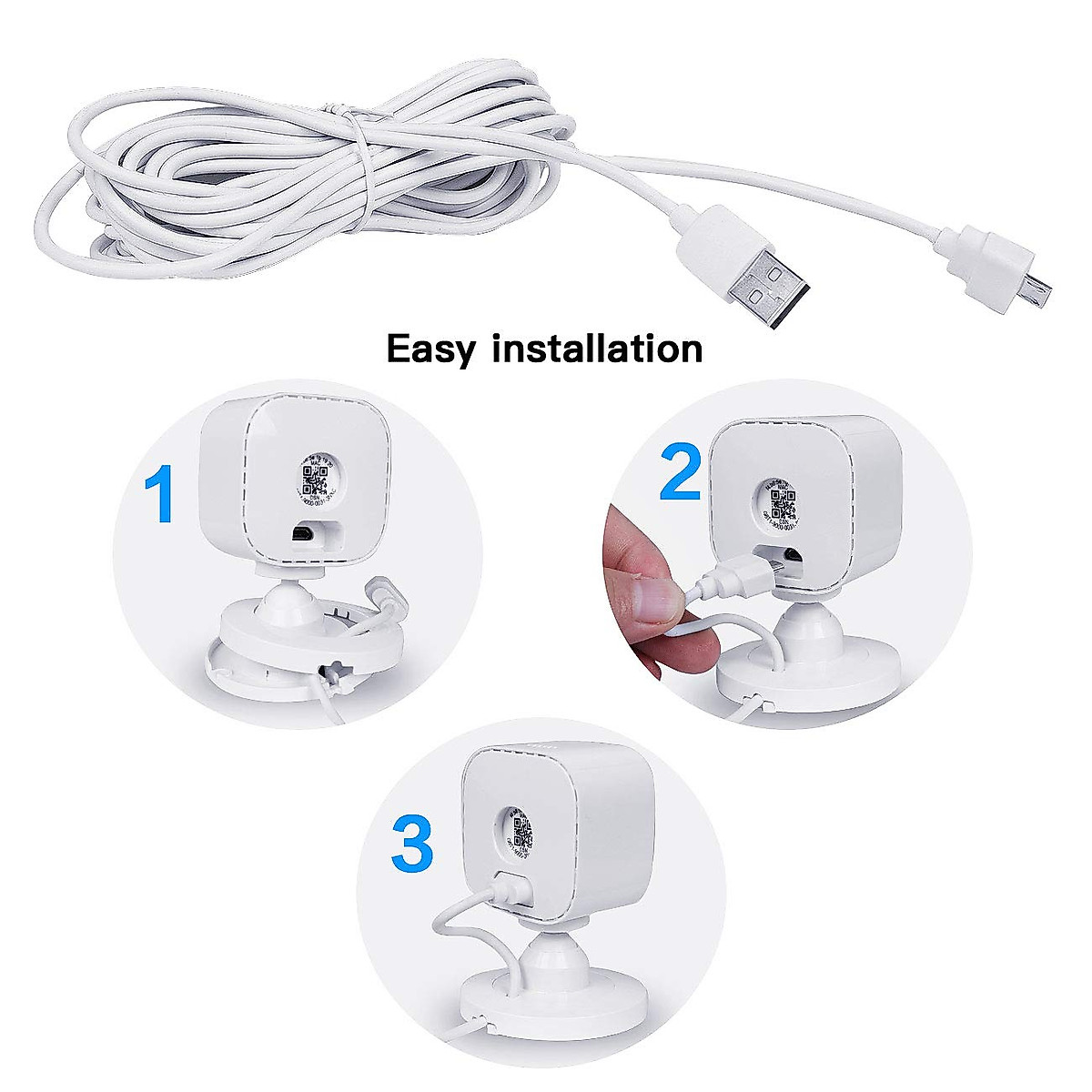 Koroao 20ft/6m USB Charging Cbale for Blink Mini, Power Supply Extension Charger Cable Comepatible with Blink Mini Indoor Plug-in Camera for Continuous Faster Charging