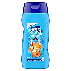 Suave 2 in 1 Shampoo and Conditioner For Gentle Cleaning and Detangling Surf's Up Hypoallergenic, Coconut, Fresh, 12 Fl Oz