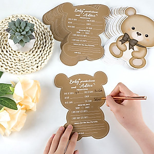 Justforjoyful 50 Pcs Teddy Bear Baby Shower Game Set Prediction and Advice Cards We Can Bearly Wait Baby Shower Decorations Bear Best Wishes Gender Neutral Baby Shower Game Party Activity Supplies