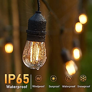 96FT(2 * 48FT) String Lights Outdoor, Shatterproof Cafe Lights with 15 LED S14 Waterproof Bulbs, Patio Lights NO Remote, Hanging Lights for Outside Garden Party Balcony Backyard Bistro Porch