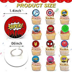 Superhero Cupcake Topper Birthday Party Favor, Superhero Cup Cake Decorations Supplies Finger Rings Gift for Anime Fans Kids (Superhero)