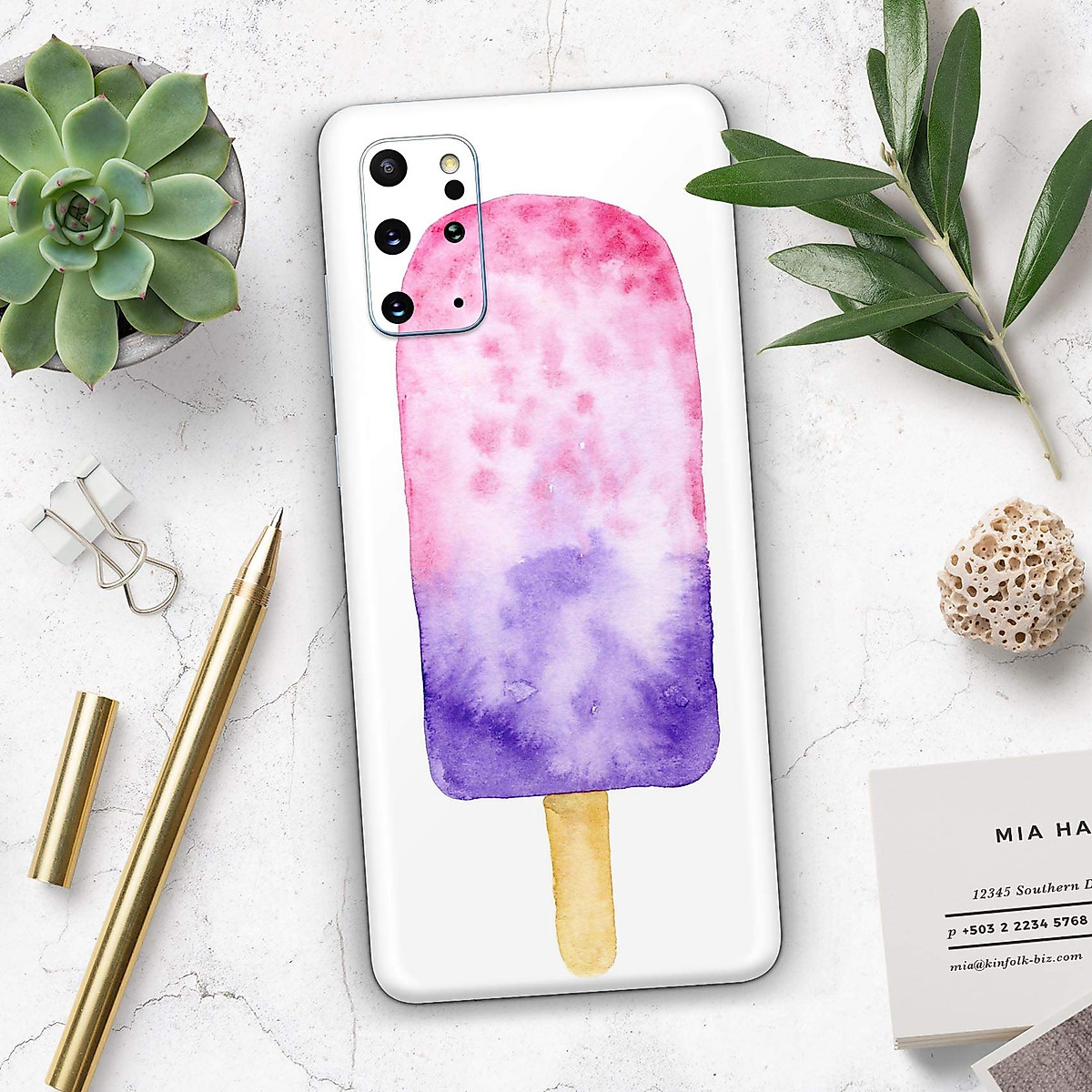 DesignSkinz Summer Mode Ice Cream v10 Protective Vinyl Decal Wrap Skin Cover Compatible with The Samsung Galaxy S20 (Screen Trim & Back Glass Skin)