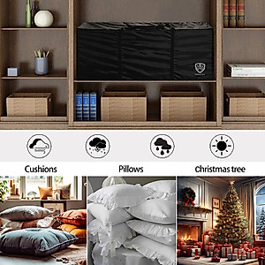 RUMIDOPH Waterproof Outdoor Cushion Storage Bag with Pad Handles Extra Large Zippered Patio Storage Bags for Furniture Cushions, Christmas Tree Carrying Bag, 65 x20 x25IN, Black