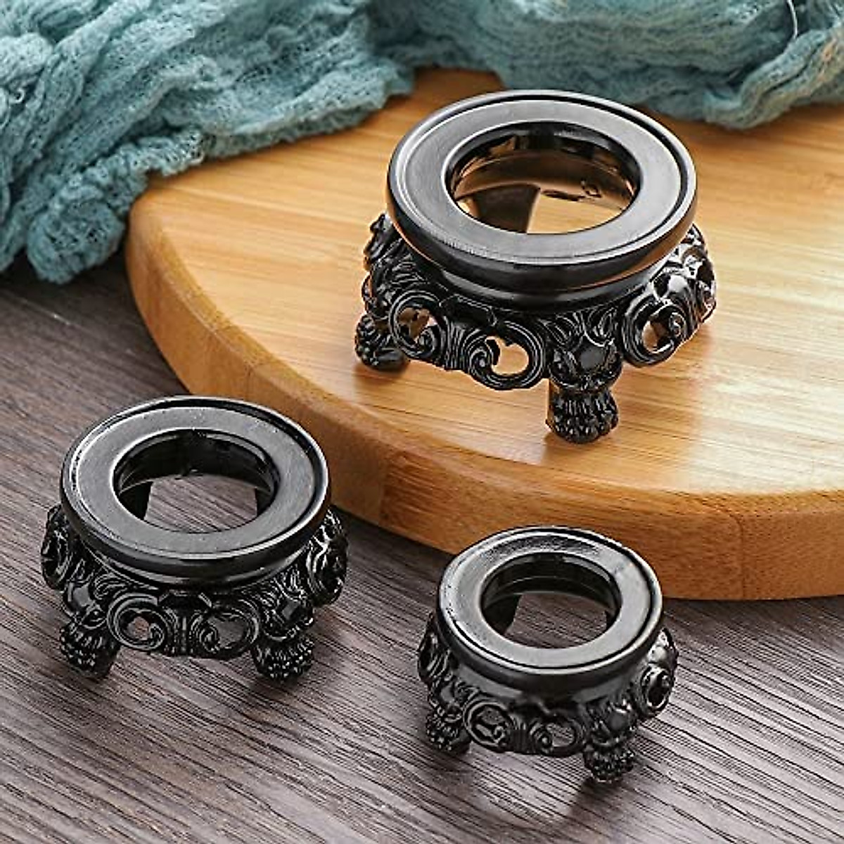 PLUT Crystal Ball Base, Resin Display Stand Base for Crystal Ball Sphere Globe, Natural Carved Hollow Sphere Pedestal Decorative Globe Holder(L)