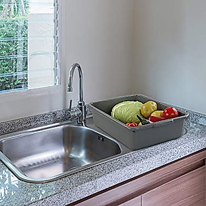 CadineUS 13 L Grey Plastic Tote Box Set of 4, Commercial Bus Box Large Plastic Dish Bin