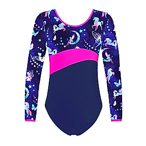 Nikiikoo Kids Girls 2Pcs Gymnastics Dance Outfits Long Sleeve Leotards with Shorts Athletic Biketards Unitards Fairy 4 Years