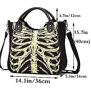RainboSee Women Skull Handbag Satchel Purse Canvas Punk Tote Hobo Shoulder Crossbody Top-handle Bag Black