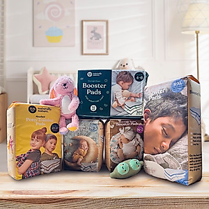 Naturally Nature Overnight Diaper Booster Pads, Stops Leaks, Diaper Liners for Toddlers, Adhesive Pads for Girls & Boys, 64 ct. (2 Packs of 32)