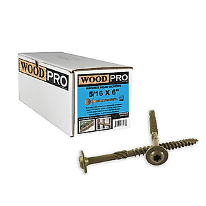 WoodPro Fasteners ST516X6B 5/16-Inch by 6-Inch Length Round Washer Head Exterior Wood Screws, 250-Pack , Gold