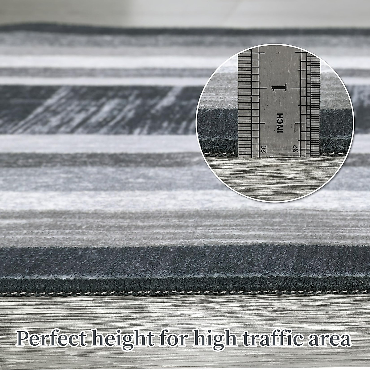 Area Rug 8x10 Washable Rug for Living Room Non Slip Mid-Century Modern Rugs Ultra Soft Bedroom Rugs Low Pile No-Shedding Contemporary Indoor Carpet for Kitchen Dinning Room Home Office, Grey