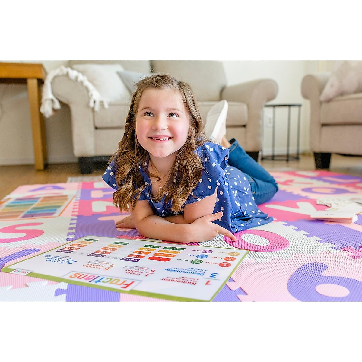 Tadpoles Foam Playmats for Kids, 36 Interlocking Tiles Teach the ABCs and Numbers 0-9, For Ages 3 and Up, Colors: Pink/Purple, 36 Count (Pack of 1)