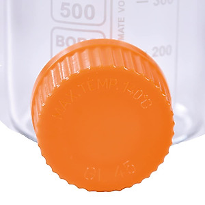 ISOLAB USA – Round Media Storage Bottle, 500ml, with GL 45 Screw Cap, Borosilicate 3.3 Glass, Pack of 2