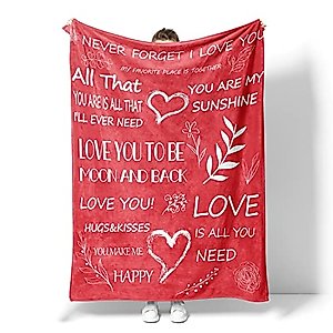 PDRYLY Love Gifts for Her Blanket I Love You Throw Blankets for Girlfriend Wife Family Great Gift for Valentines Day Birthday Anniversary Wedding 60"X50"