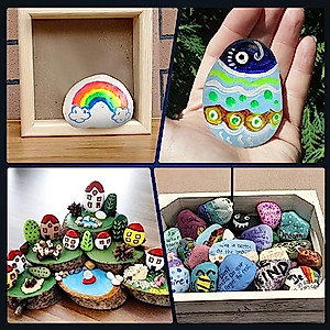 Simetufy 12 Rocks Painting Kit, Glow in The Dark Rocks to Paint, Arts and Crafts for Kids, Smooth Flat Rocks with Art Supplies, Creative Outdoors Activity Kit for Boys Girls, Ages 4-6, 6-8, 8-12+