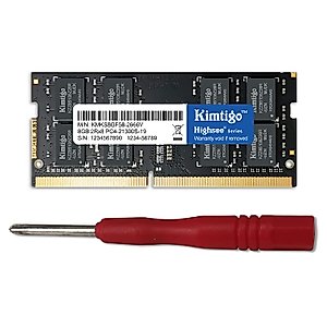 Kimtigo DDR4 2666 8G Laptop Dram 2666MHz (PC4-21300) CL19 (Compatible with 2400MHz or 2133MHz) 1.2V Notebook 1Rx8 Single Rank 260 Pin SODIMM Laptop PC Computer Memory RAM(8GB)