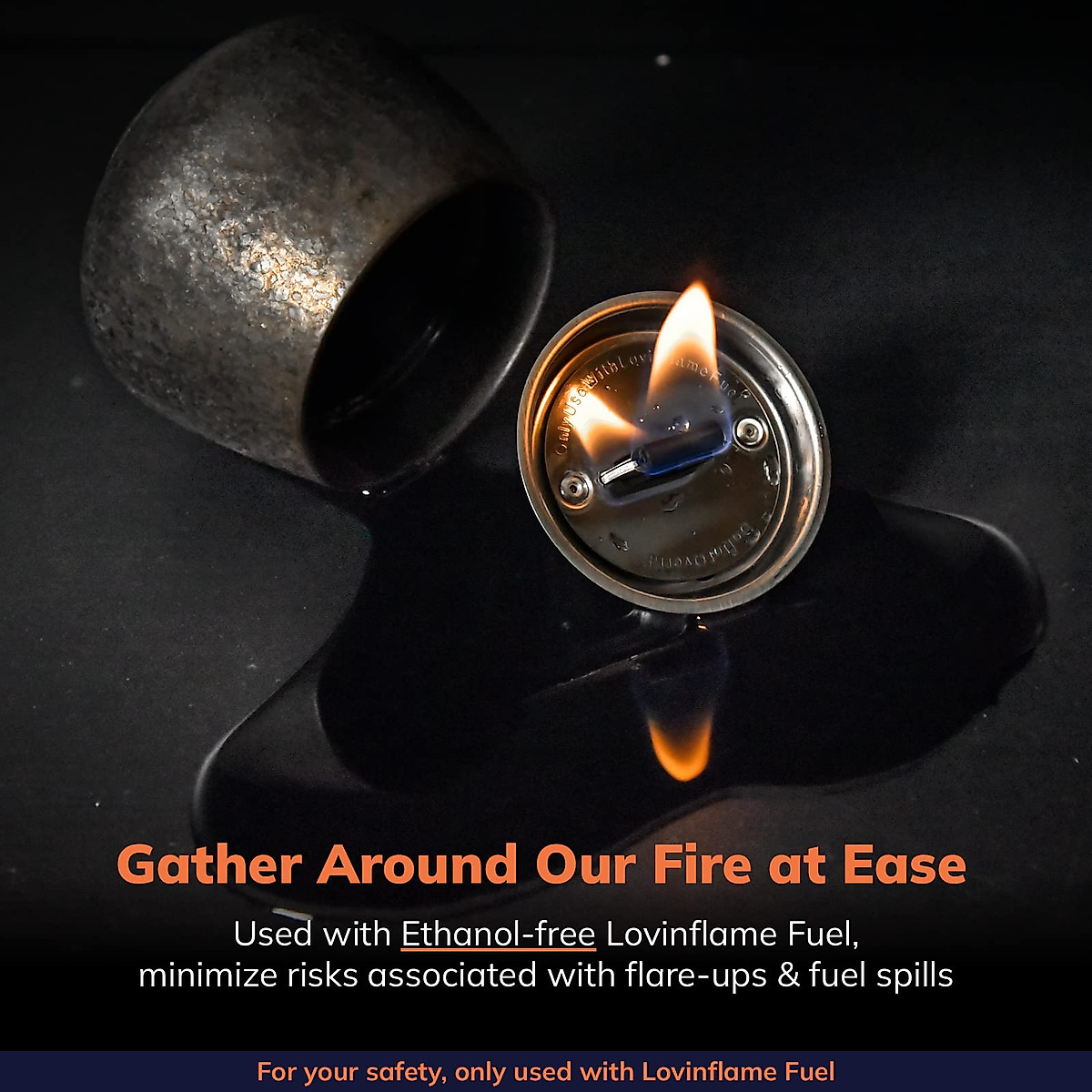 LOVINFLAME Amber Ceramic Tabletop Fire Pit for Indoor and Outdoor, Wind Resistant Mini Fire Pit for Balcony and Patio Decor, Smokeless Fireplace Only Used with LOVINFLAME Ethanol-Free Fuel (Deluxe)