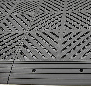 RevTime Heavy Duty Interlocking Deck Tile 10 Pcs Edge & 4 Pcs Corner - Gray