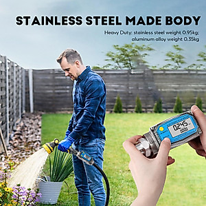 CGOLDENWALL 1-inch Water Meter, Stainless Steel Fuel Meter, Digital Liquid Flowmeter with Two NPT Adapters, Turbine Inline Flow Meter for Diesel Kerosene Gasoline, Required Liquid Flow Rate 2.5~26GPM