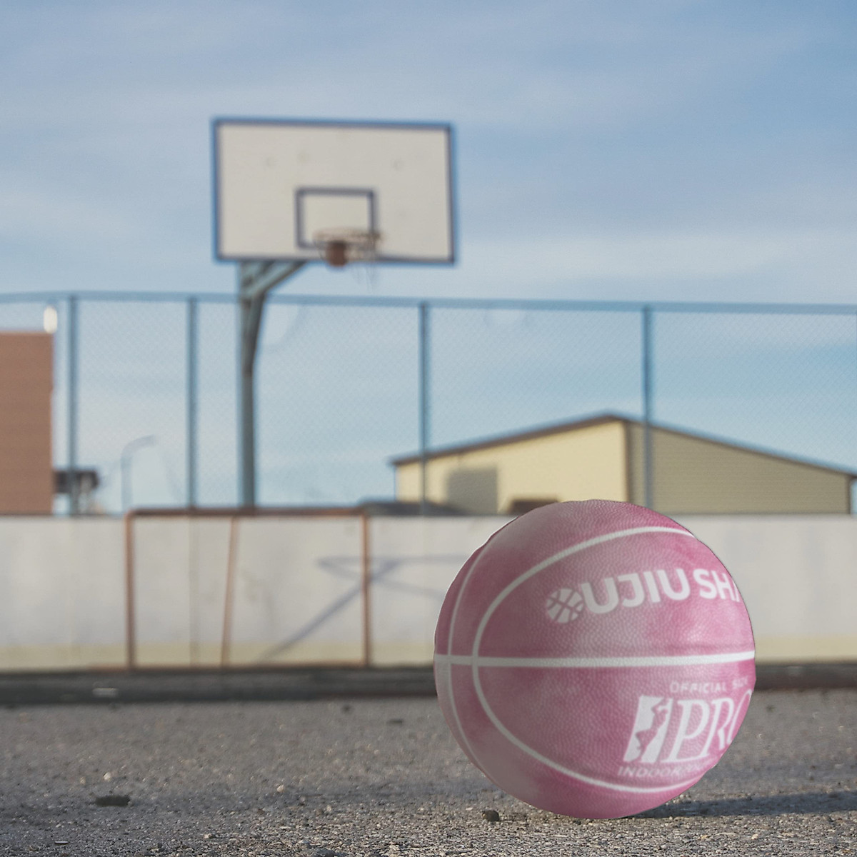 OujiuShark Official Size 5 Basketball, 27.5" Basketball for Age 8-11, Pink Youth Basketball TPU Leather Indoor Outdoor with Net Needle (Without Pump)