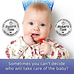 Huwane New Parent Decision Coin Flip for Your Fate, Mummy’s Turn or Daddy’s Turn, New Baby Gift Dad Pregnancy Mom Present for Wife, Husband, Mother’s Day, Father’s Day, Birthday, Christmas (1)