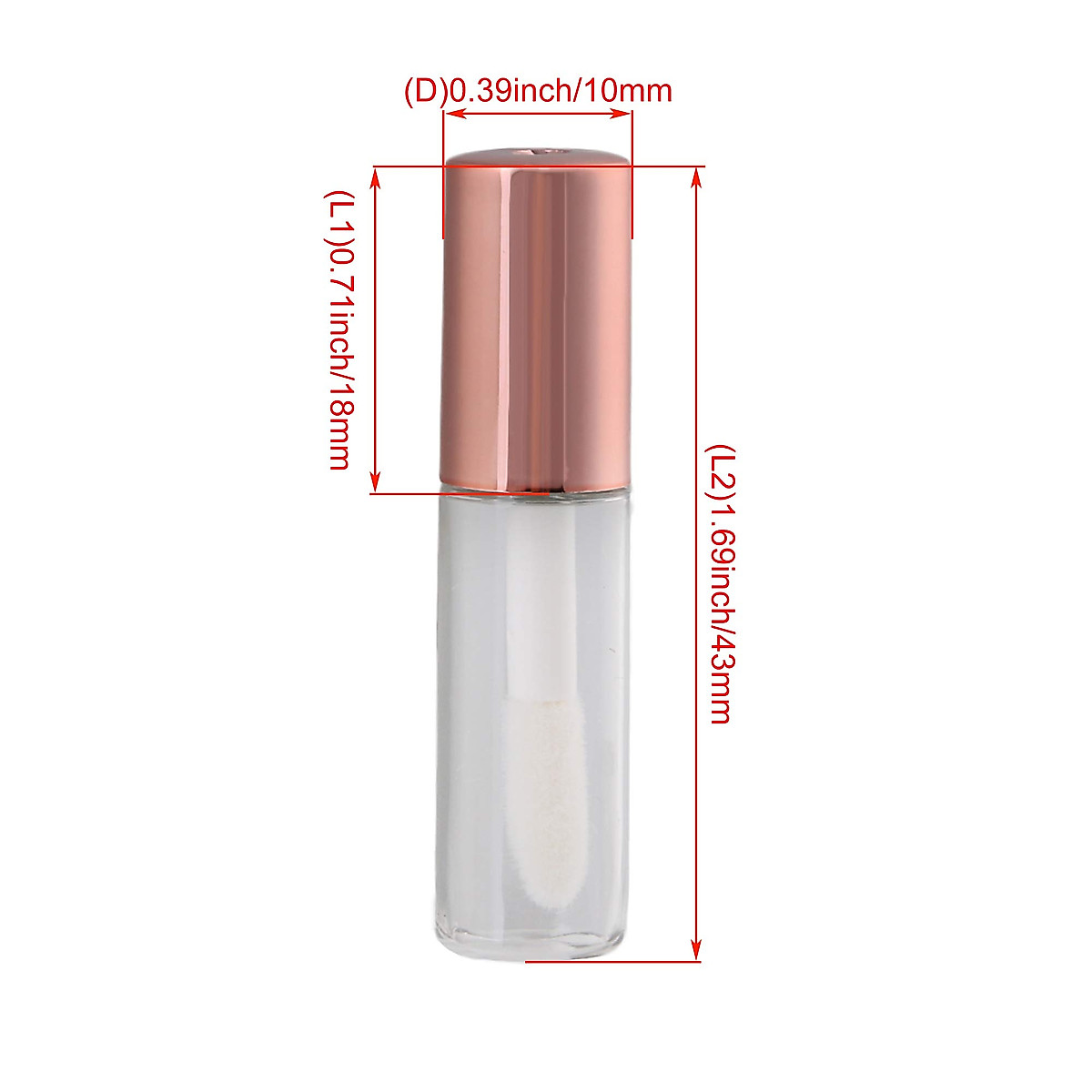 BQLZR Rose Gold Lip Gloss Tubes 1.2ml Empty Plastic transparent Lip Balm Bottle Container Cosmetic Makeup Tools with Stopper Pack of 20