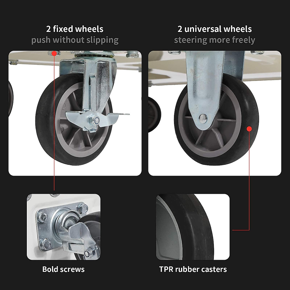 Leeyoung Dolly Cart Folding Moving Platform Hand Truck for Warehouse, Portable Flatbed Cart with Non-Slip Swivel Casters,with Brake (660Lbs Load-Bearing Capacity, Blue)
