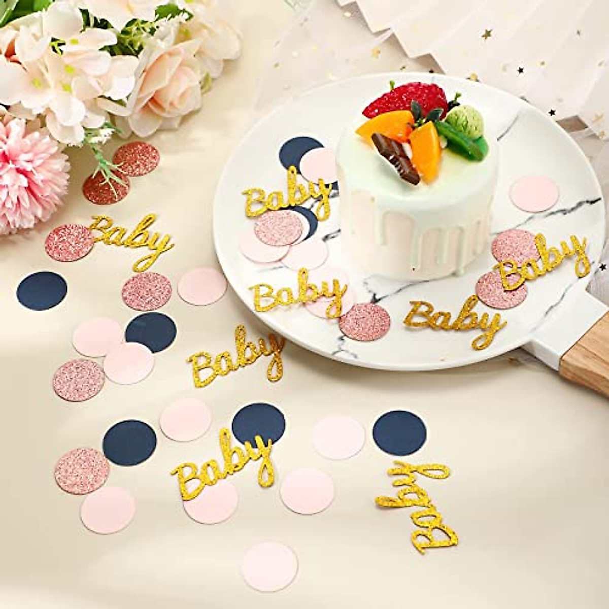 360 Pcs Gender Reveal Confetti Gender Reveal Decoration Baby Shower Confetti Navy Blue Pink Paper Confetti Round Confetti Dots for Baby Shower Gender Reveal Birthday Party Table Decoration