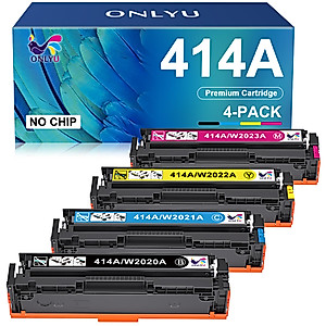 ONLYU 414A Toner Cartridge Compatible Replacement for 414A 414X 414 W2020A W2020X Used with Color Laserjet Pro MFP M479fdw M454dn M479fdn M454dw Printer Ink (Black Cyan Yellow Magenta, No Chip)