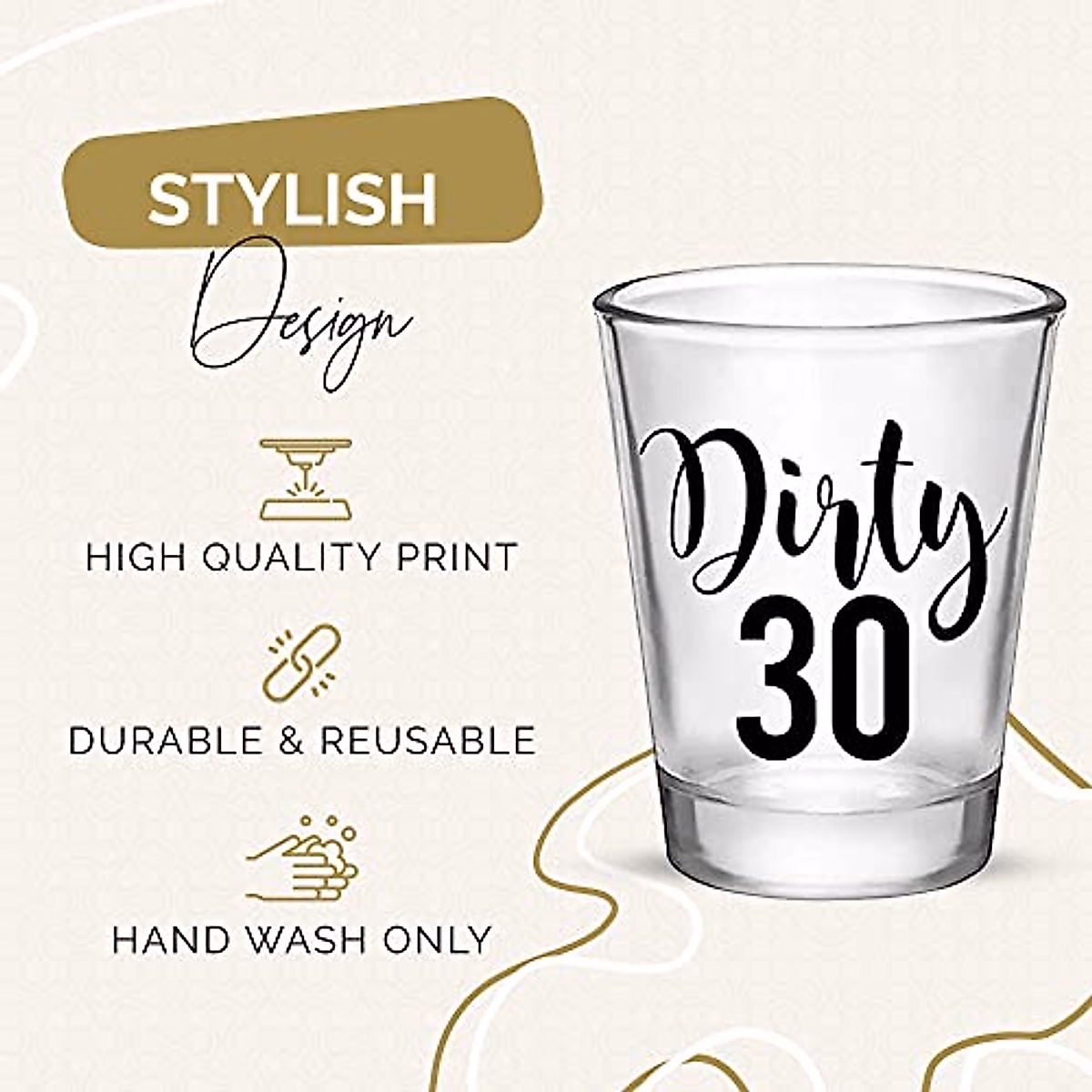 Dirty 30 Shot Glasses 30th Birthday Party Favors, Dirty Thirty Birthday Decorations for Her and Him, Reusable Drinking Cup, Set of 12 Party Favor Dirty 30 Birthday Gifts for Men or Women, 1.75 oz