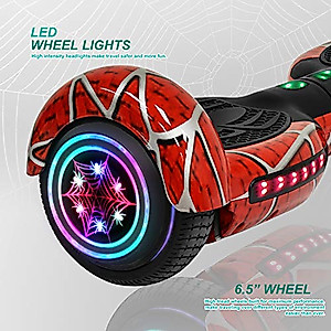 Hoverboard for Kids Adult Spider Self Balancing Hoverboard with LED Lights Wheels Speaker UL 2272 Certified Hover Board (RED)