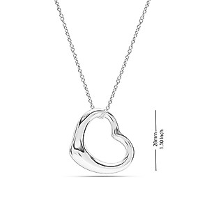 LeCalla 925 Sterling Silver Heart Necklace Open Heart Pendant Open Heart Necklace for Women Floating Love Heart Necklace Teen